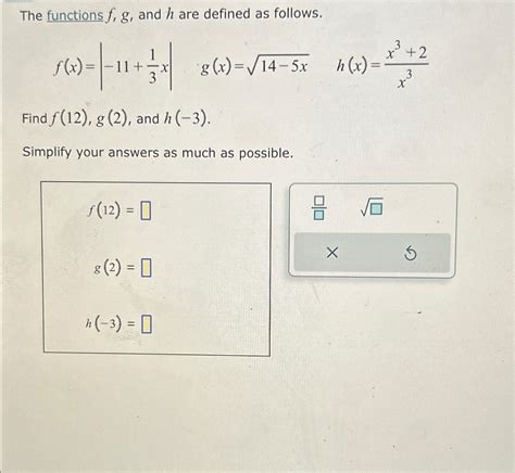 Solved The Functions F G And H Are Defined As Chegg Com
