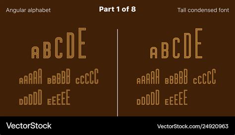 Condensed Outlined Sans Serif Font Angular Set Vector Image