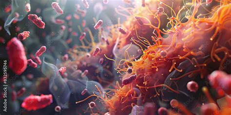 Biochemical Pathways Of Bacteria Close Up View Of Metabolic Processes