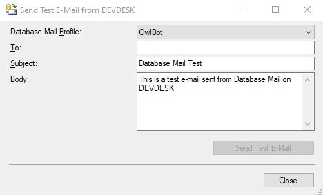 Configuring Sql Server Database Mail