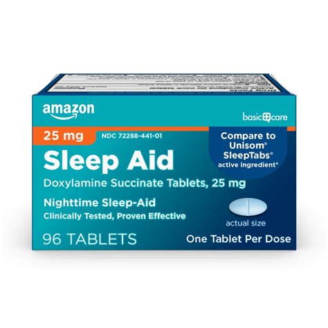 Amazon Basic Care Sleep Aid Tablets Doxylamine Succinate Tablets 25