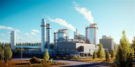 Premium Ai Image A Modern Biomass Power Plant With Towering Silos Ai Generative