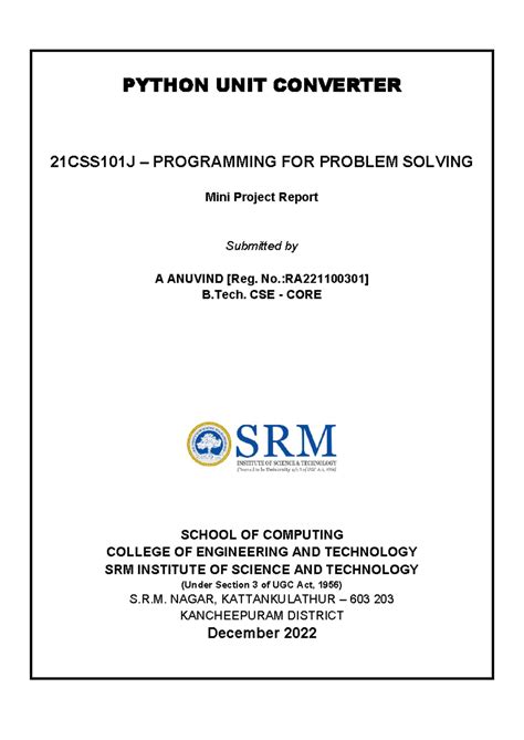 Ppsminiproject 1 Adthiyan Python Unit Converter 21css101j