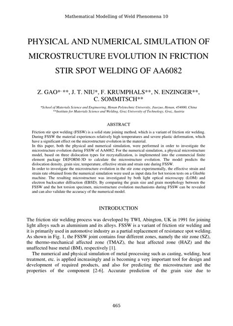 pdf physical and numerical simulation of microstructure evolution in