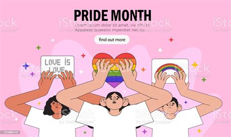 동성애자 퍼레이드 프라이드 월 또는 축제에서 포스터 플래카드 기호 표지판 및 다채로운 깃발과 Lgbt 무지개를 들고 있는 다양한 그룹 또는 군중이 프라이드 월 웹 배너