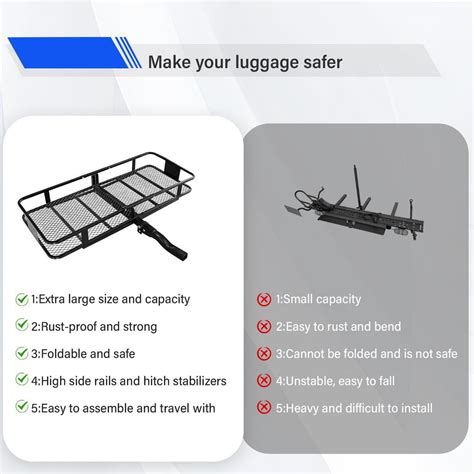 Zhon Rear Cargo Rack Hitch Mount Vehicle Cargo Basket 500 Lbs Rear