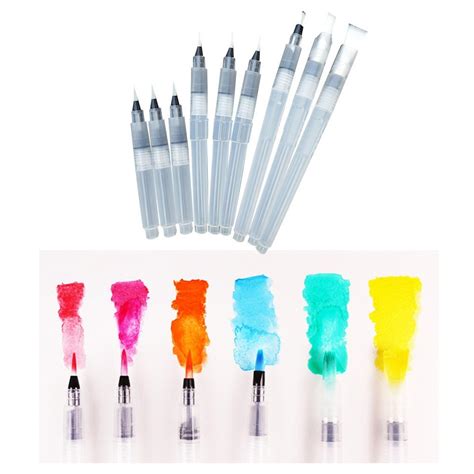 9 Pcs Water Color Brush Pens Set Refillable Water Brush Pens For Art