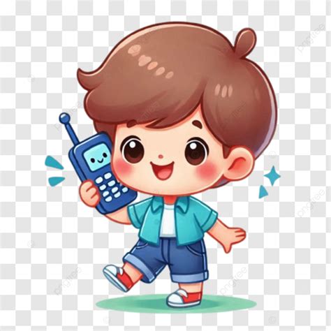 3d Un Lindo Niño Con Teléfono Móvil Png Dibujos 3d Un Niño Lindo Con