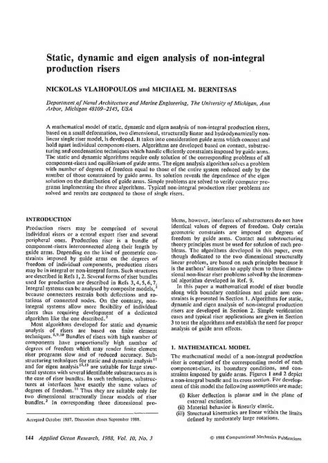 Pdf Static Dynamic And Eigen Analysis Of Non Integral Production