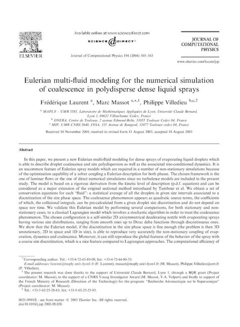 Pdf Eulerian Multi ﬂuid Modeling For The Numerical Simulation €¦ · Eulerian Multi ﬂuid