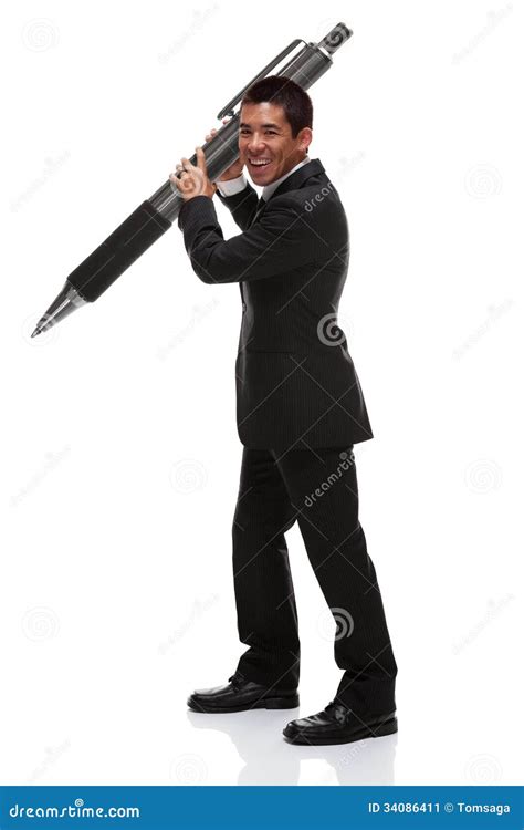 Business Man with a Big Pen Stock Image - Image of concepts, shot: 34086411