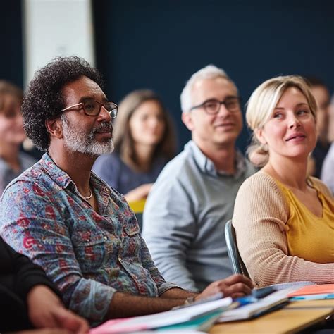 A Diverse Group Of Adults Attending An Evening Class In A Modern