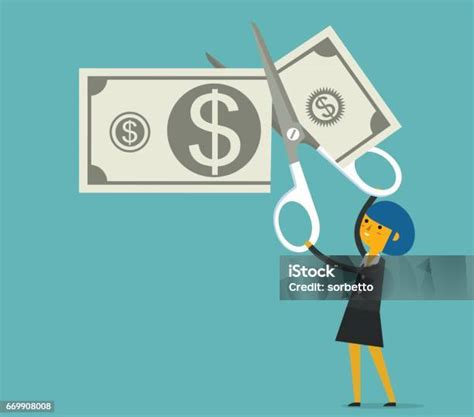 Pemotongan Anggaran Dengan Pengusaha Wanita Ilustrasi Stok Unduh