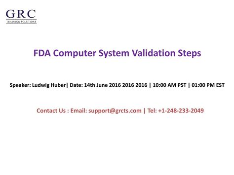 Ppt Fda Computer System Validation Steps Powerpoint Presentation