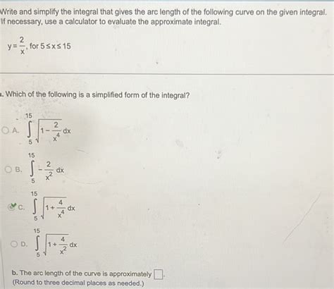 Solved Write And Simplify The Integral That Gives The Arc Length Of