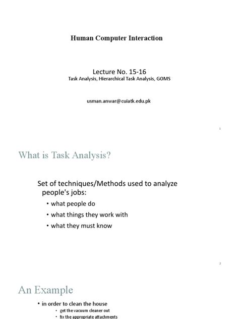 15 16 Task Analysis Hierarchical Task Analysis Goms Pdf Hierarchy