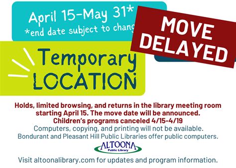 Temporary Location Altoona Public Library