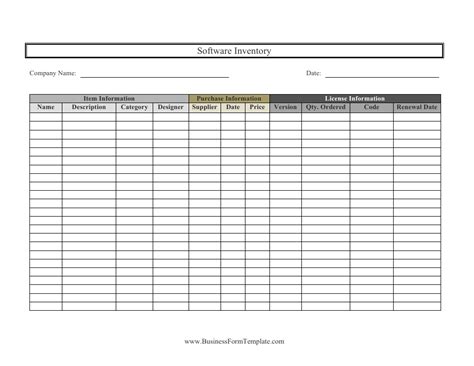 Software Inventory Template