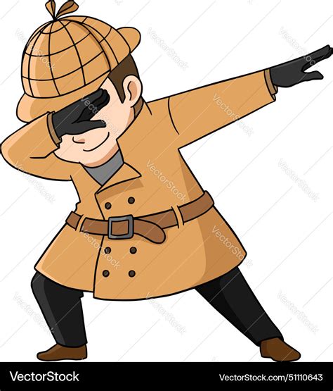 Dabbing Detective Character Cartoon Clip Art Vector Image