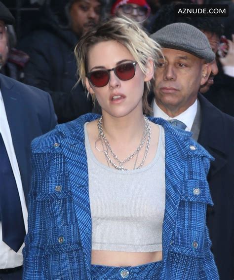 Kristen Stewart Braless In Crop Top And Black Boots Outside Good
