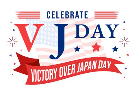 Vj Victory Over Japan Day Celebrate Vector Illustration With United
