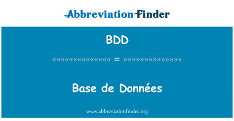 bdd là viết tắt của cơ sở de données base de données