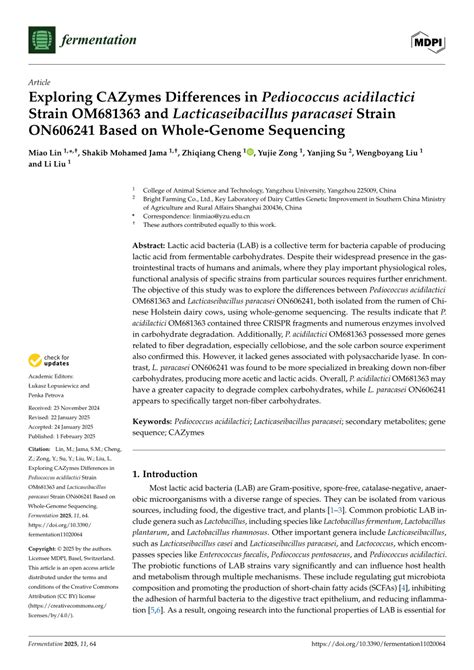 Pdf Exploring Cazymes Differences In Pediococcus Acidilactici Strain