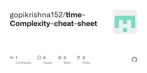 Github Gopikrishna152time Complexity Cheat Sheet