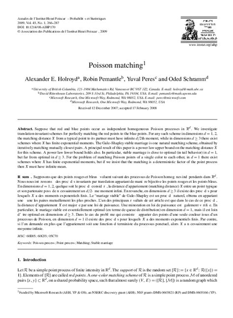 Pdf Poisson Matching