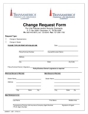 Fillable Online Change Request Form For Life Policies And Annuity Contracts Fax Email Print