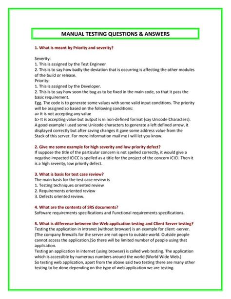 Manual Testing Interview Question By Infotech Pdf