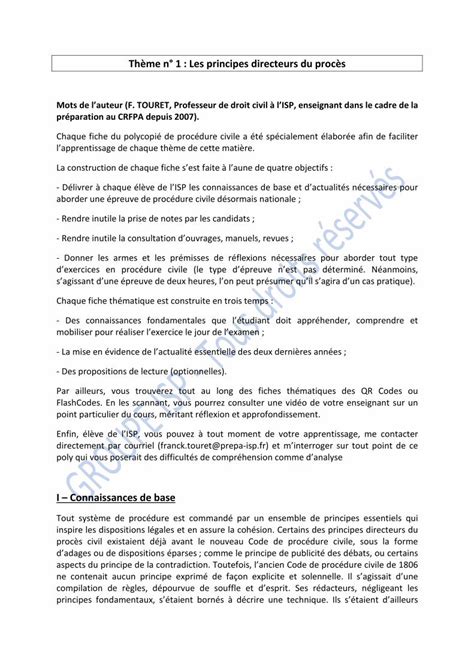 Pdf Thème N° 1 Les Principes Directeurs Du Procès Me Présentation