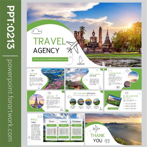 เทมเพลต Powerpoint ท่องเที่ยว Travel สีเขียว สไตล์มินิมอล สวยๆ 0213 เทมเพลต Powerpoint สวยๆ