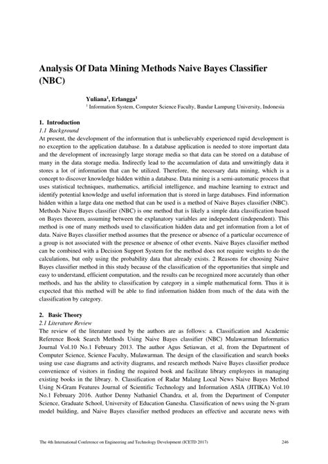 pdf analysis of data mining methods naive bayes classifier nbc