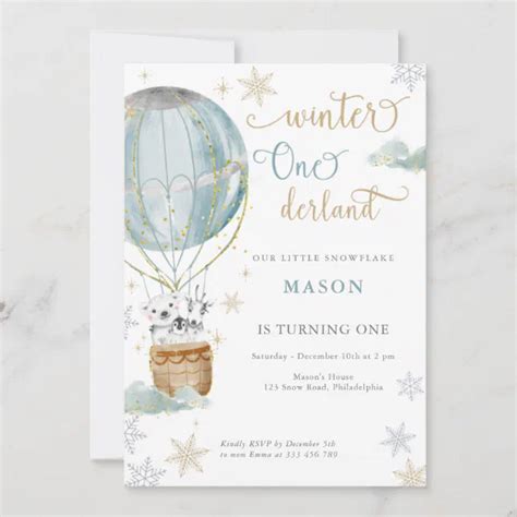 Winter Wonderland Boy First Birthday Invitation Zazzle