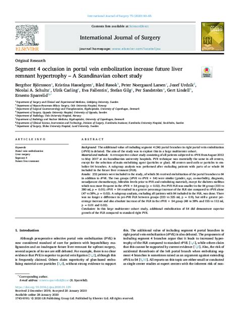 Pdf Segment 4 Occlusion In Portal Vein Embolization Increase Future Liver Remnant Hypertrophy