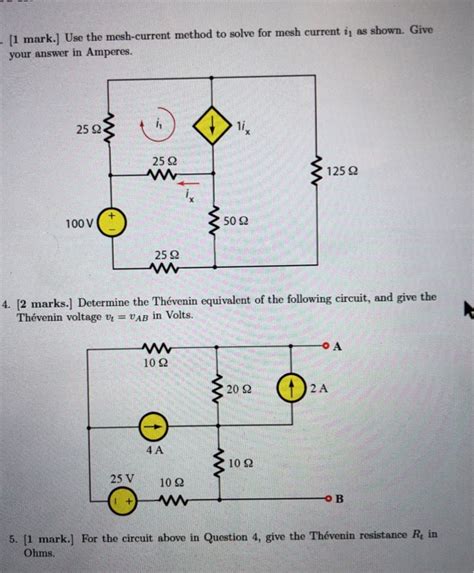Solved Marks Use The Mesh Current Method To Solve For Chegg
