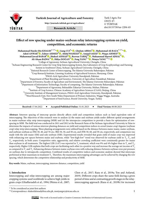 Pdf Effect Of Row Spacing Under Maize Soybean Relay Intercropping