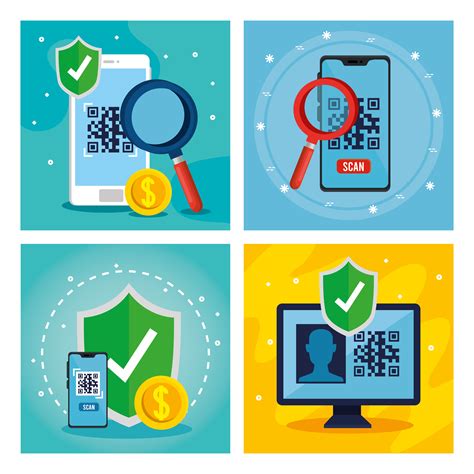 Qr Code Inside Smartphones Lupe Shield And Computer Vector Design 4626793 Vector Art At Vecteezy