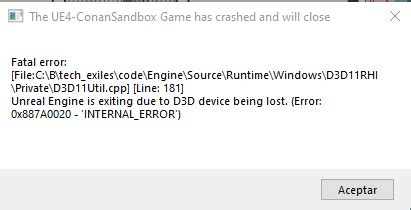 Conan Crashes The UE4 ConanSandbox Game Has Crashed And Will Close