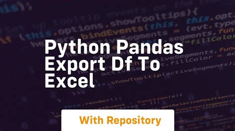 Python Pandas Export Df To Excel Youtube