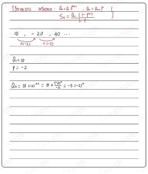 solved what is a formula for the nth term of the given sequence 10