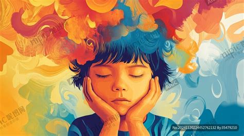 Ai创作图焦躁装饰画 人物情绪插画 儿童心理健康 心理健康障碍问题 自闭者儿童 多发性抽动症 梦想插画 抑郁症自闭症 创意梦想插画 儿童心理 多巴胺插画 焦虑缓解艺术 自闭症儿童 情绪插画