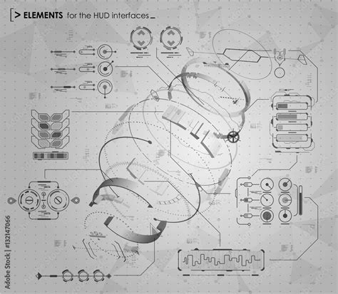 black and white infographic elements hud ui for business app