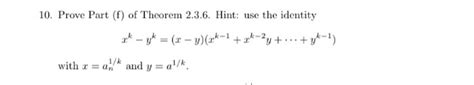 solved 10 prove part f of theorem 2 3 6 hint use the