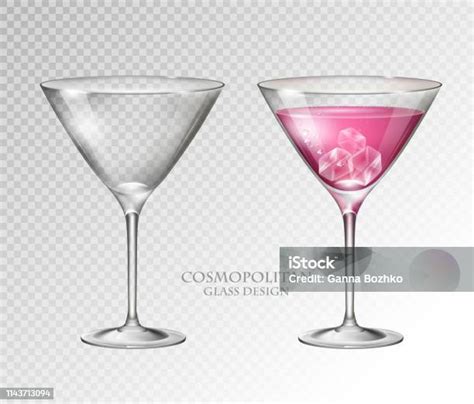 투명 한 배경에 현실적인 칵테일 코스모폴리탄 벡터 일러스트 완전 하 고 빈 유리 가득 찬에 대한 스톡 벡터 아트 및 기타 이미지