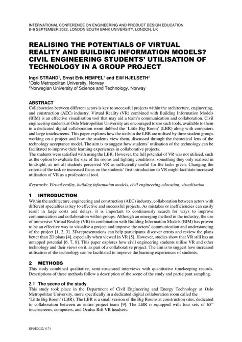 Pdf Realising The Potentials Of Virtual Reality And Building