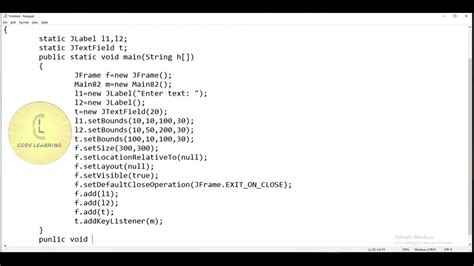 Java Swing Class Keylistener 2 Codelearning Youtube