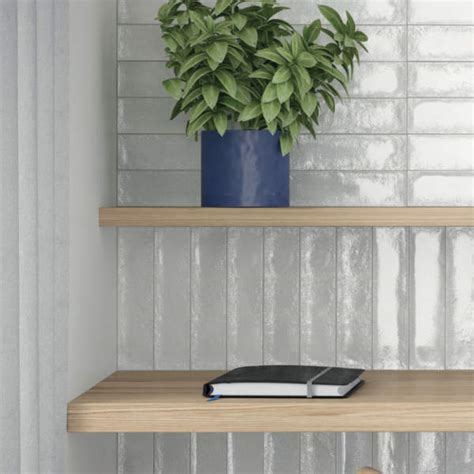 Silver Herringbone Ceramic Wall Tile Shore