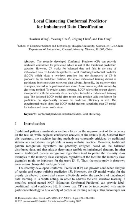 Pdf Local Clustering Conformal Predictor For Imbalanced Data Classification